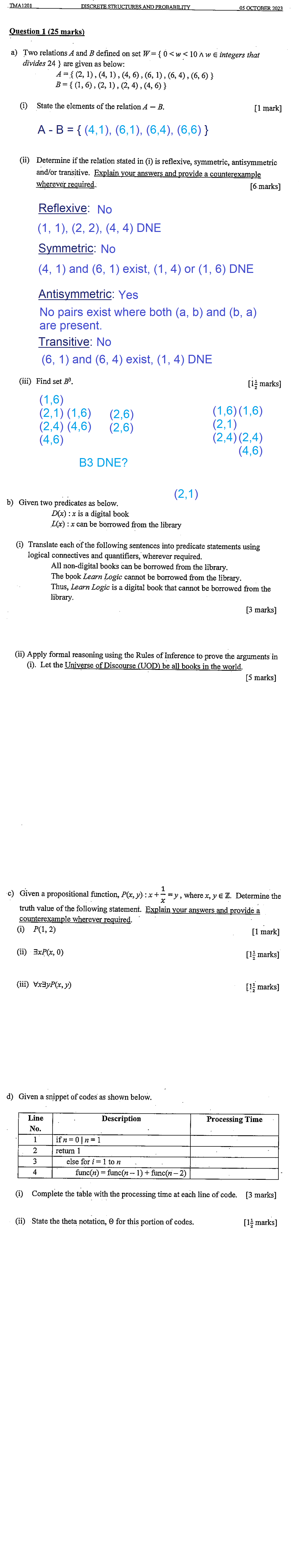 Exam questions - TMA 1201